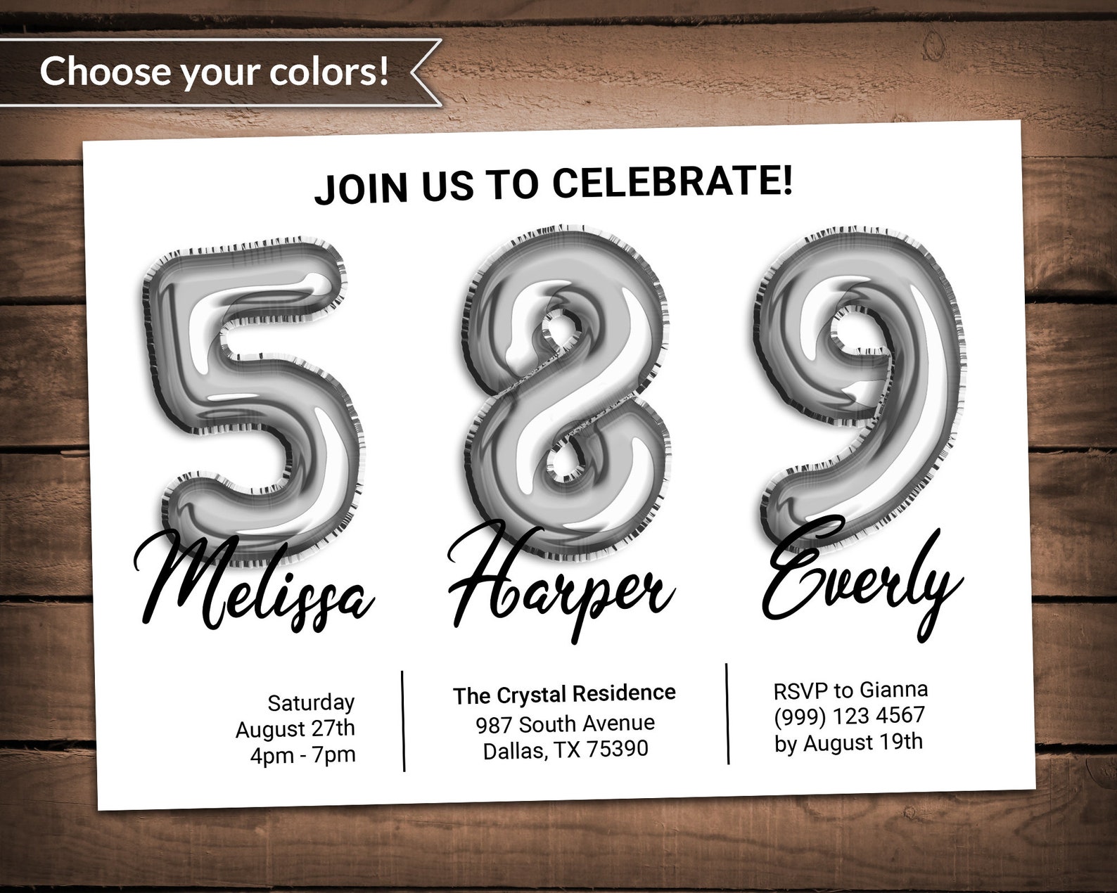 Sibling Triple Birthday Invitation Triple Birthday Party - Etsy