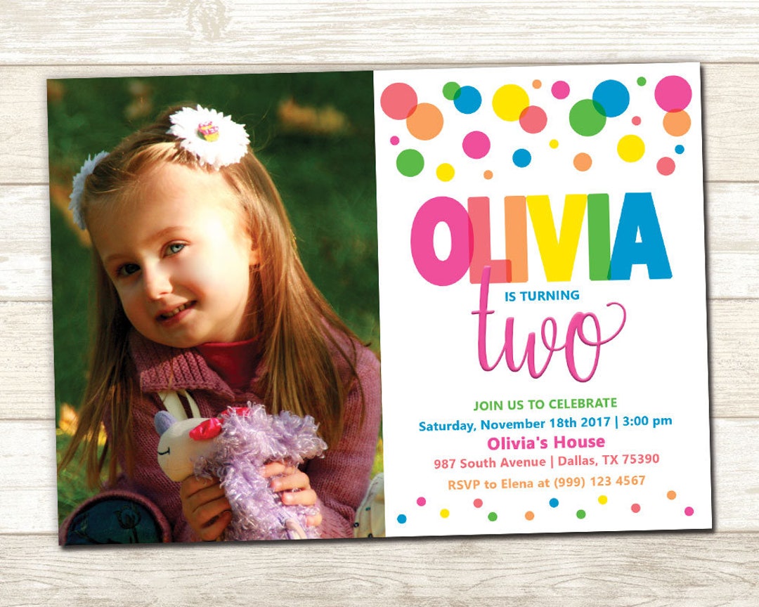 Polka Dot Photo Party Invitation - Polka Dot Birthday Party - Polka Dot ...