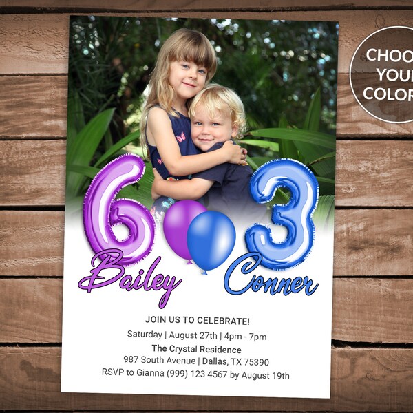 Sibling Birthday Invitations - Etsy