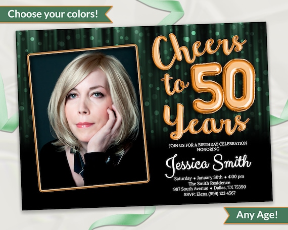 Adult Birthday Invitation Cheers to 50 Years Invitation 50th Birthday ...