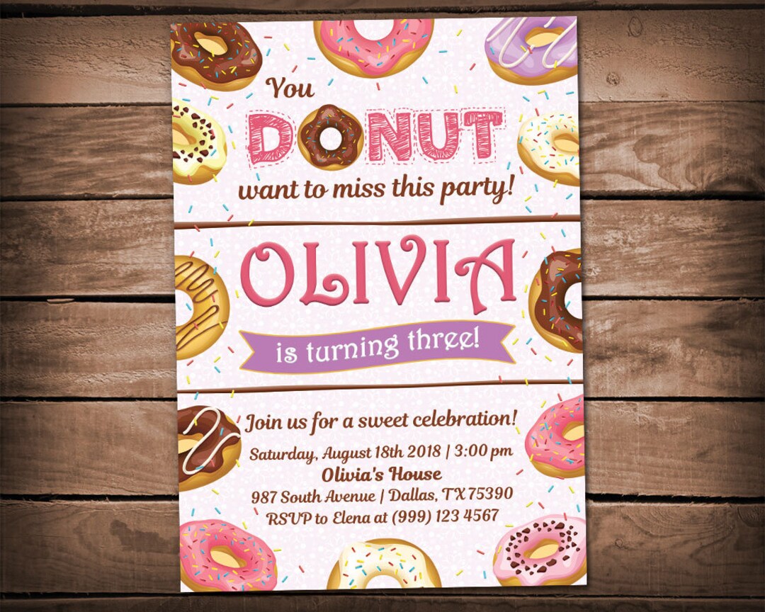 Donut Birthday Invitation - Donuts Party Birthday Invitation - Donut ...