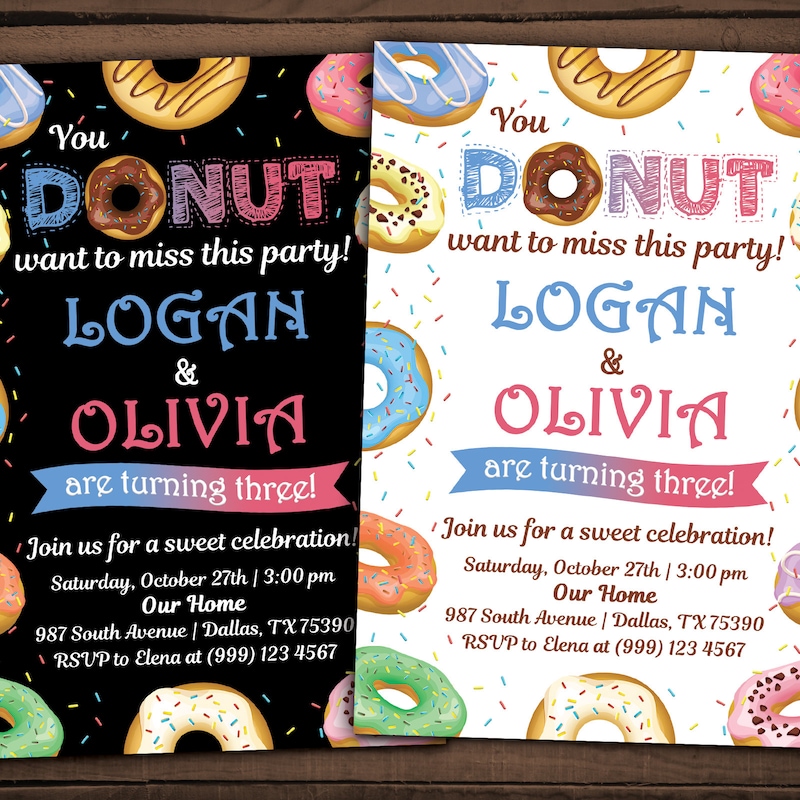 Donut Party Invitations - Etsy