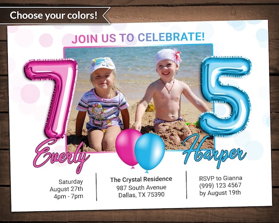 Sibling Birthday Invitation Double Birthday Party Invitation Joint ...