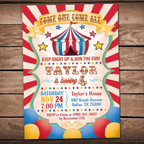 Carnival Invite - Etsy