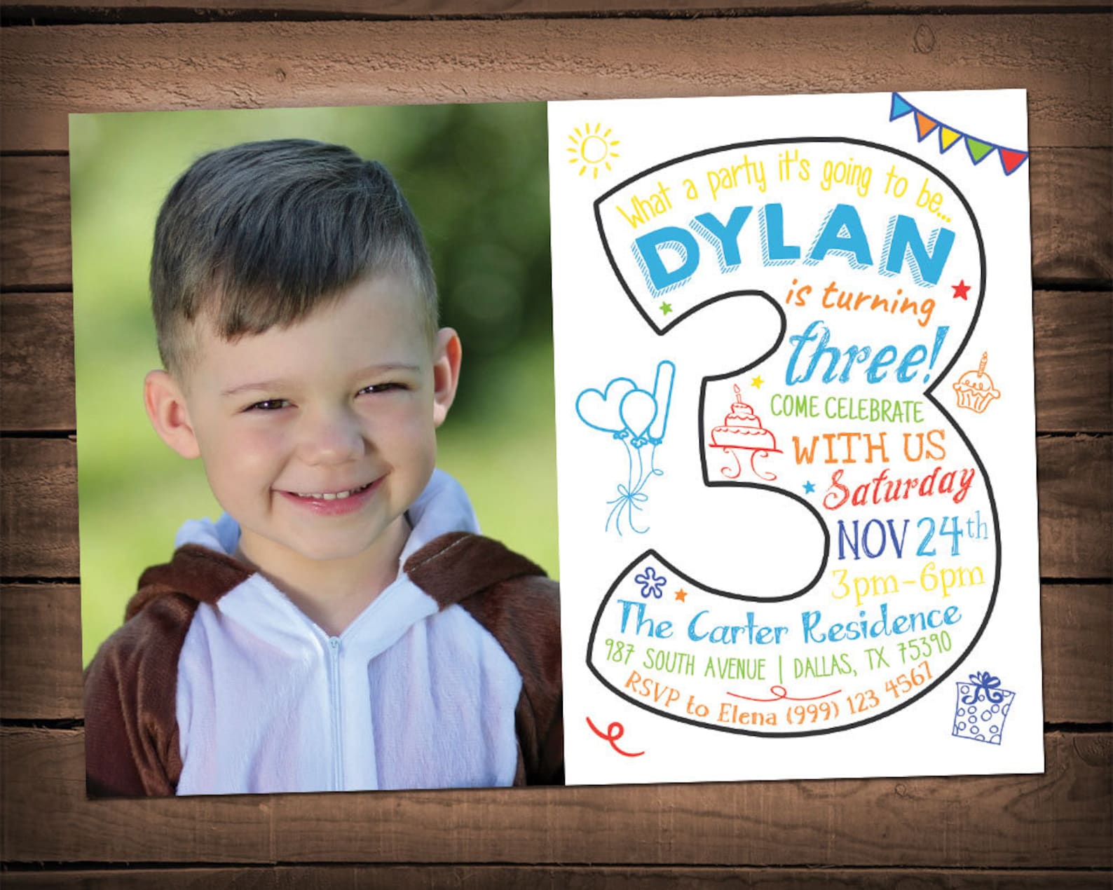 3rd Birthday Invitation Third Birthday Party Invitation | Etsy