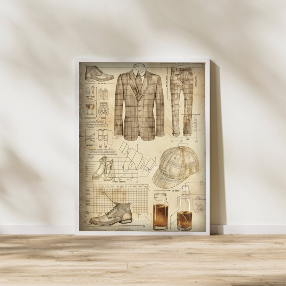 Mens Clothing Poster Classic Mens Bedroom Decor Classy Mens Wallart Men ...