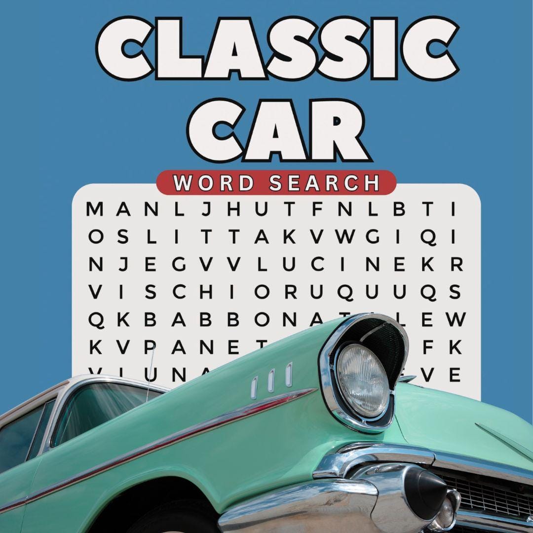 Classic Car Word Search Puzzle Book Word Searches With Easy-to-read ...