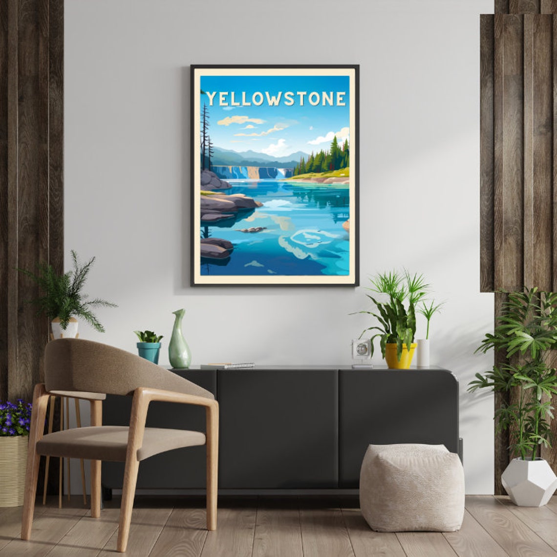 Yellowstone Poster National Parks Poster Yellowstone Park Print Nature ...