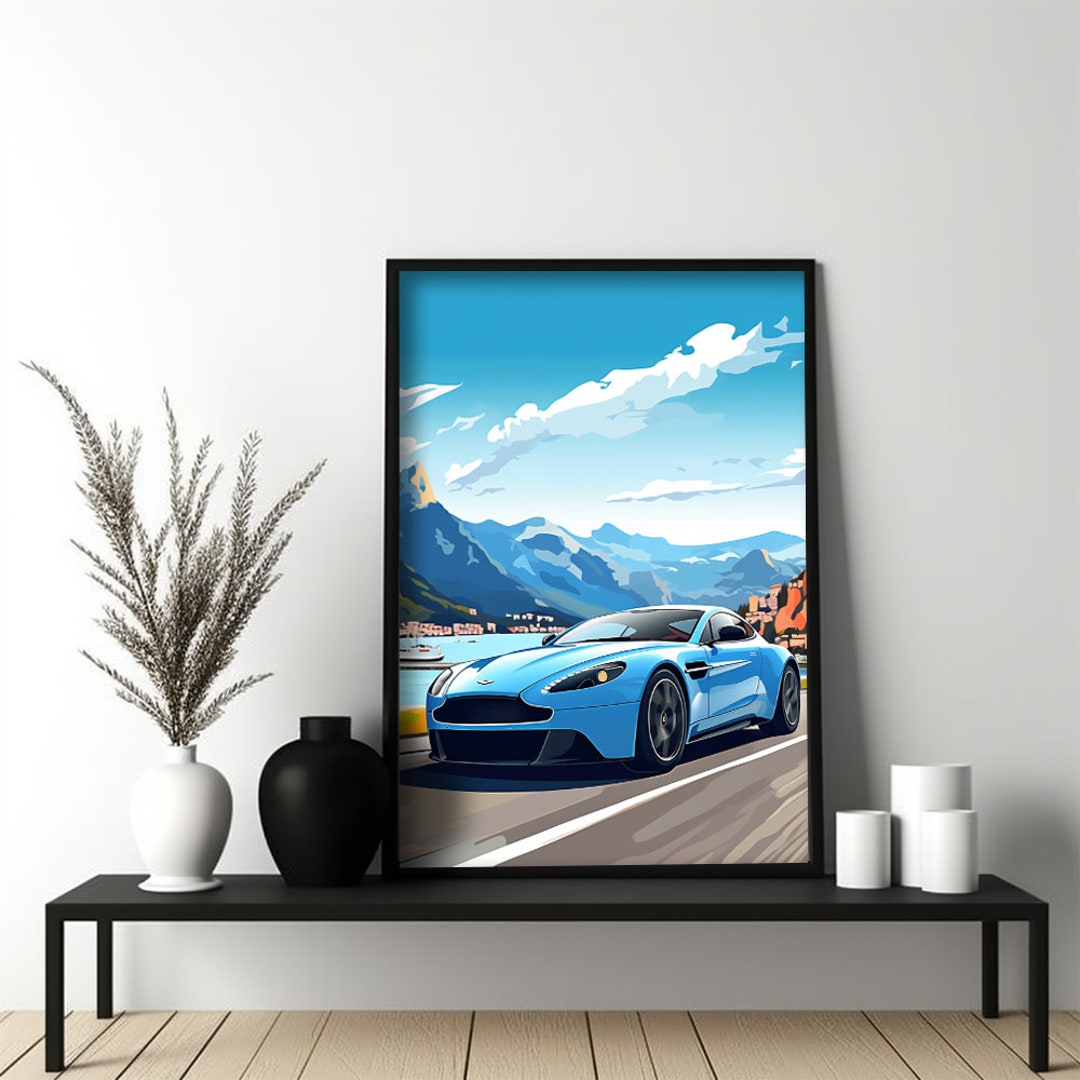 AM Vantage Poster Exotic Car Art Racing Art Car Wall Art Racing Car ...