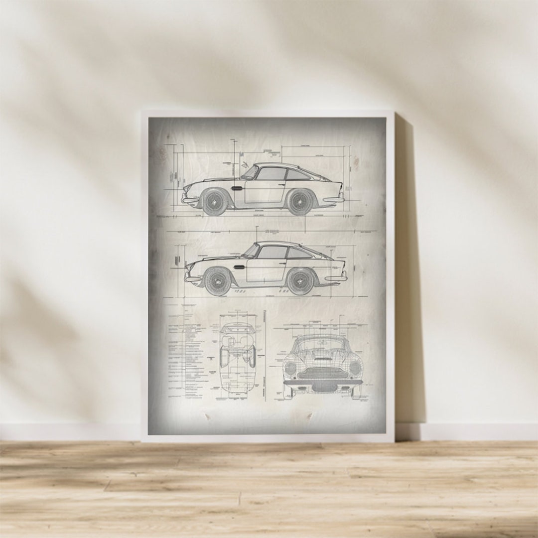 DB5 Blueprint Classic Car Wall Art for Car Lover Art Modern Wall Art ...