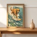 Surfing Dog Golden Retriever Surfing Wall Art Dog Poster Waves Wall Art ...