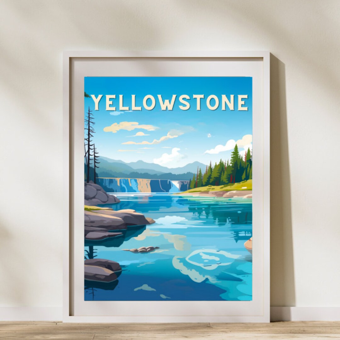Yellowstone Poster National Parks Poster Yellowstone Park Print Nature ...