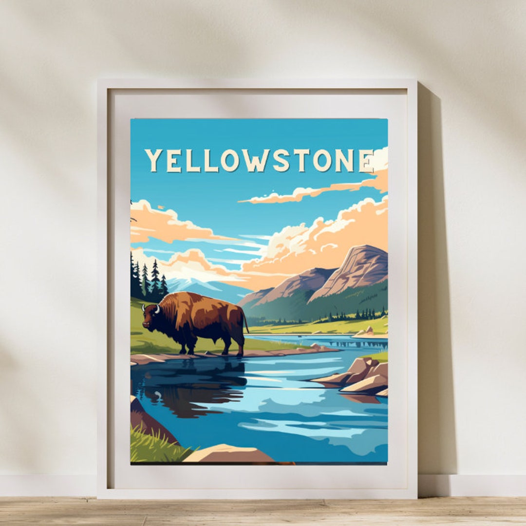Yellowstone Print Yellowstone National Poster Buffalo Poster ...
