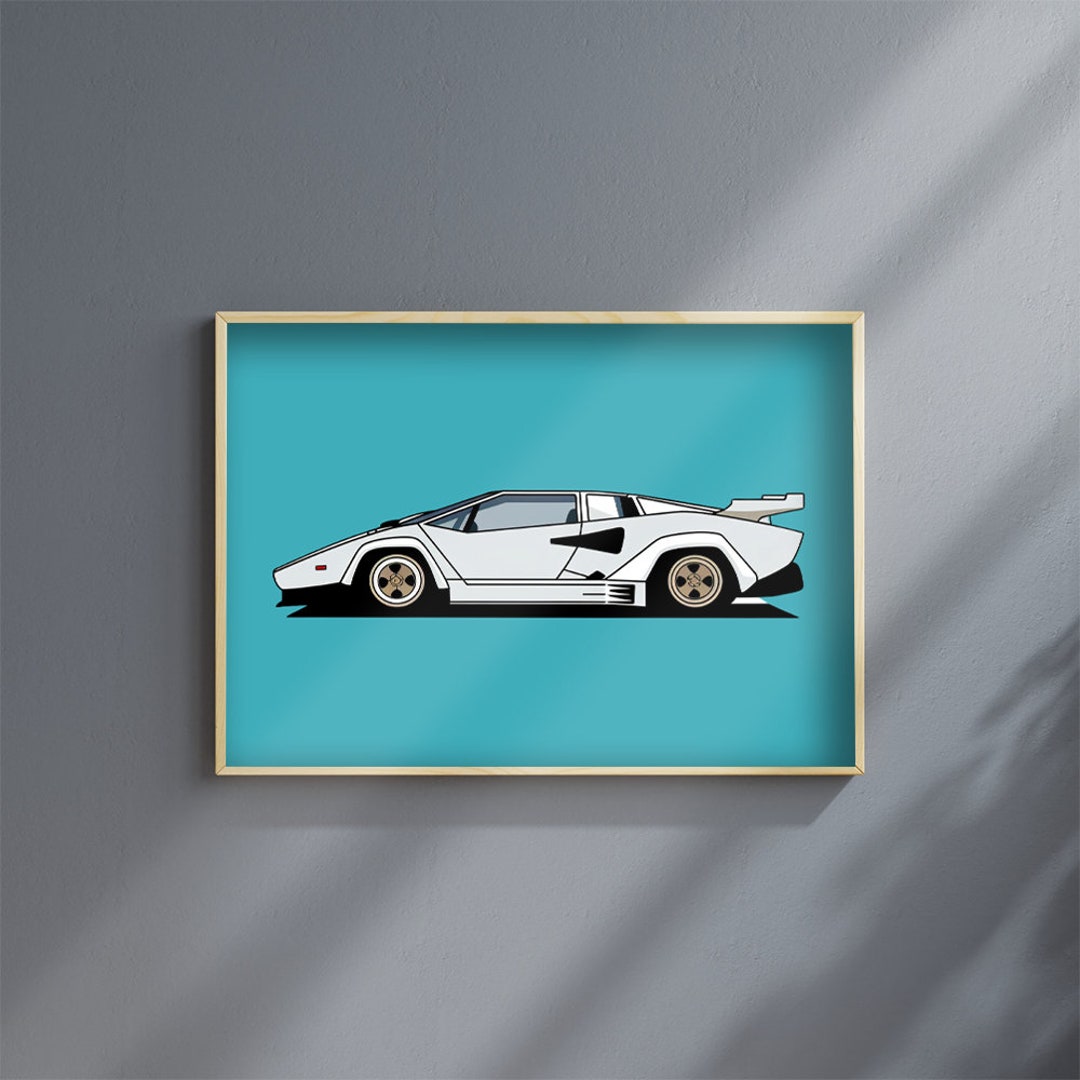 Classic Car Poster Lambo Wall Art for Car Lover Art Modern Wall Art Mid ...