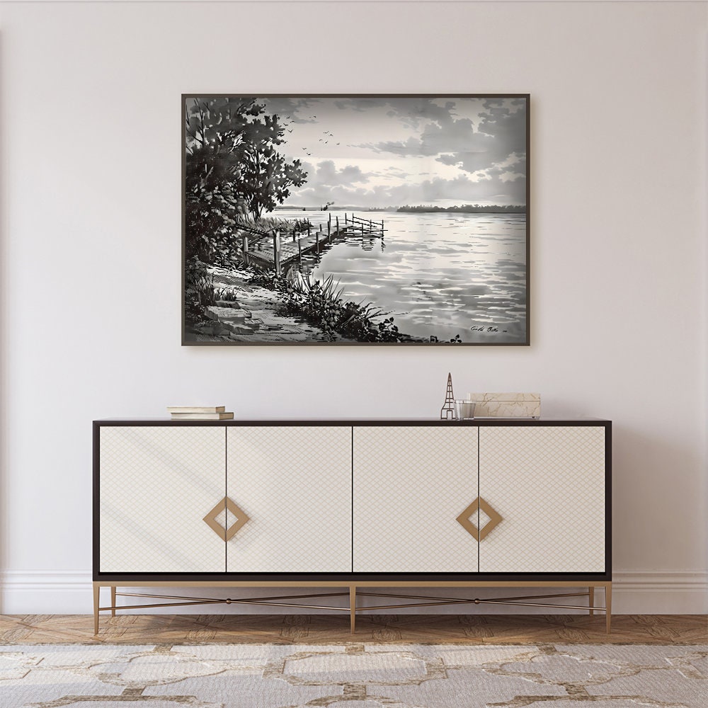 Vintage Cottage Wall Art Dock Art Vintage Lake Decor Travel Wall Art ...