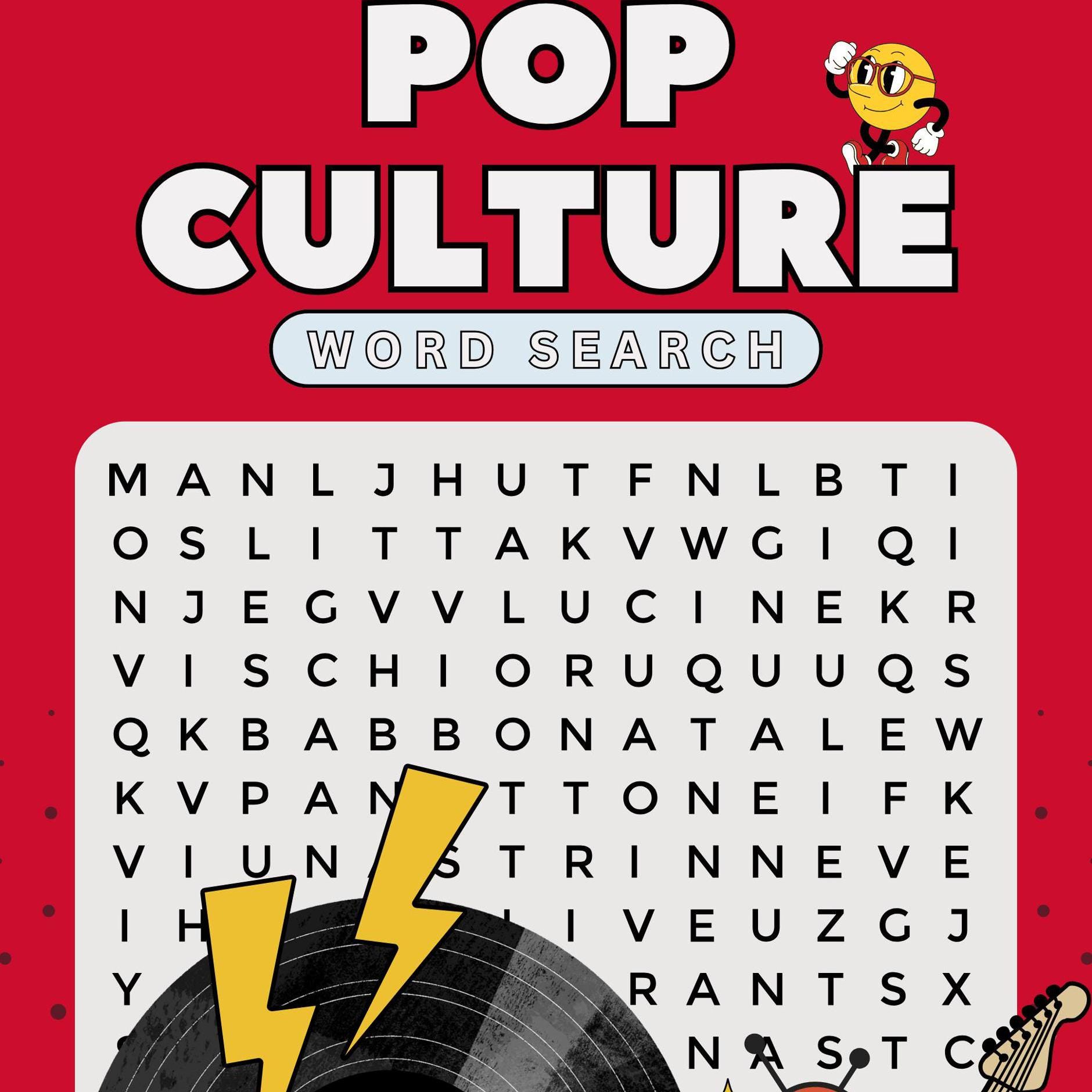 Pop Culture Word Search Puzzle Book for Teens Word Searches With Easy ...