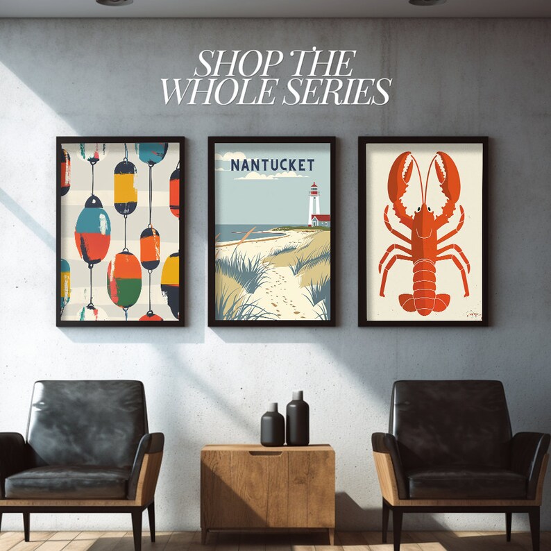 Nantucket Cape Cod Wall Art Prints Coastal Beach Home Decor Nautical ...