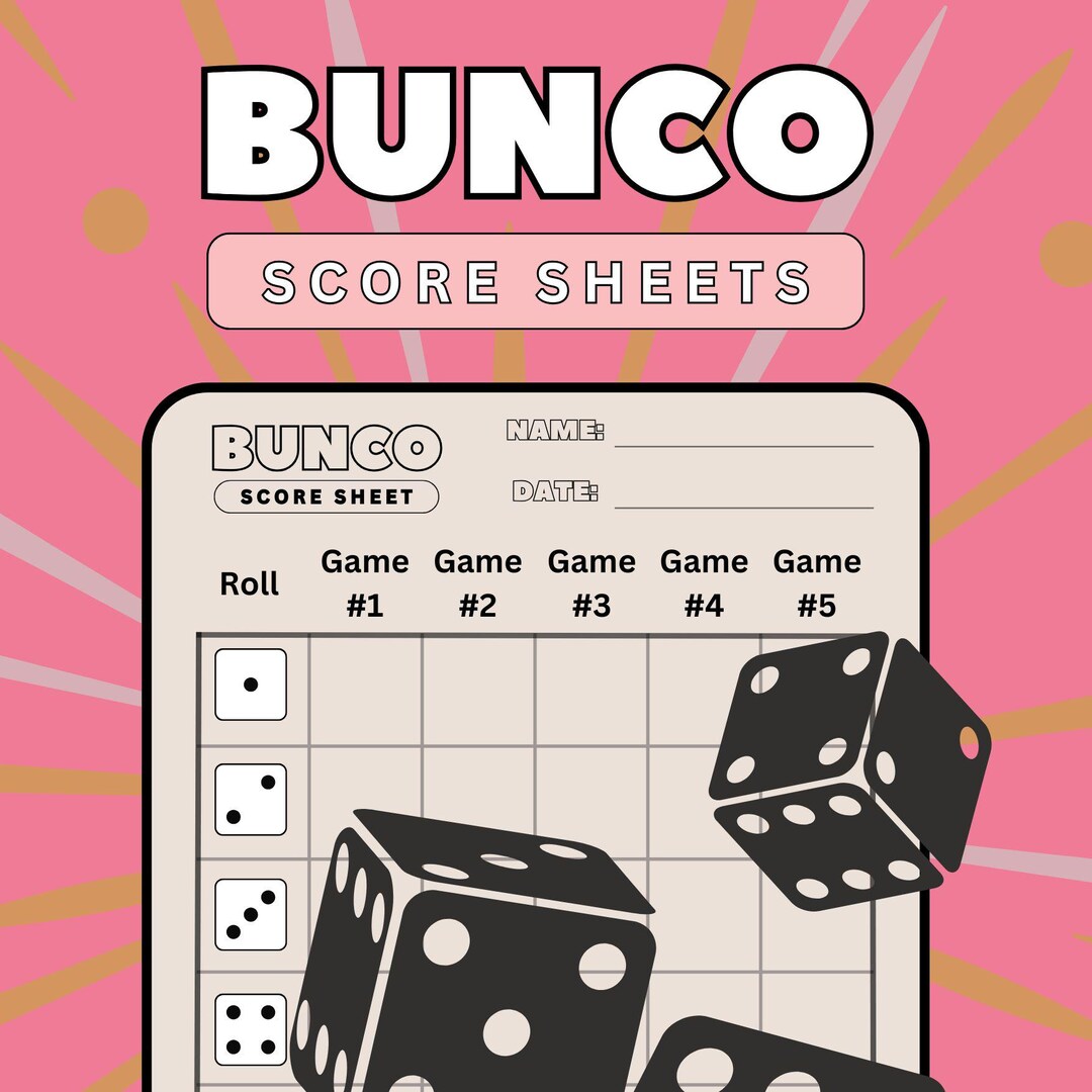 Printable Bunco Score Sheets – Digital Download | Pre-formatted Tally ...