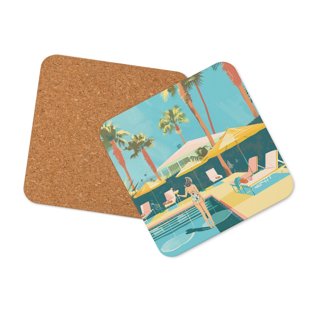 Pool Club Coaster Palm Springs Pop Coaster Set Mid-century Modern Retro ...