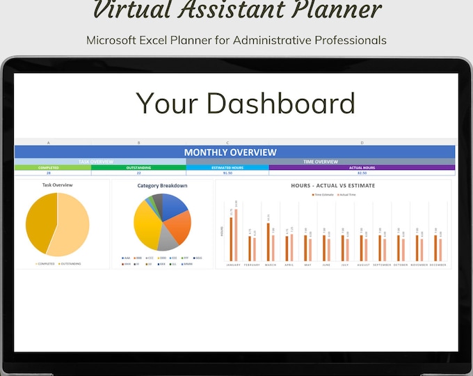 Virtual Assistant Organiser | Weekly Excel Spreadsheet | Track Hours ...