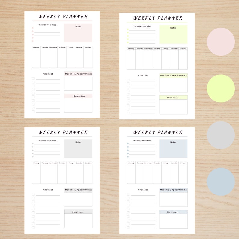 Work Planner, Office Organizer, Printable Work Planner, Work Schedule ...