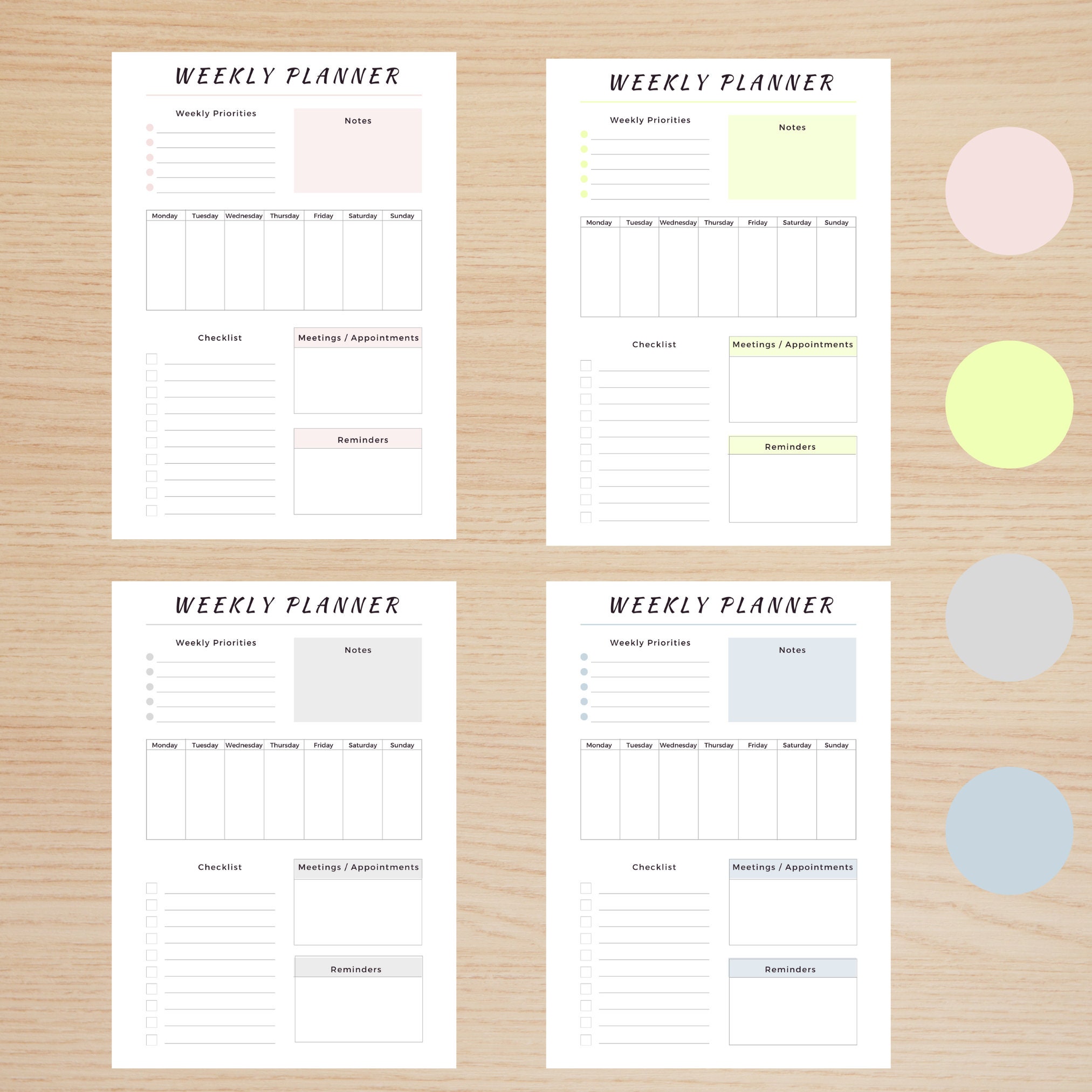 Work Planner, Office Organizer, Printable Work Planner, Work Schedule ...