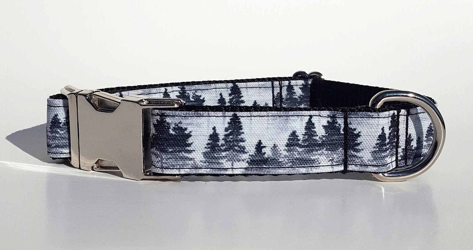 STAIN RESISTANT Forest Trees and Mist Dog Collar With - Etsy