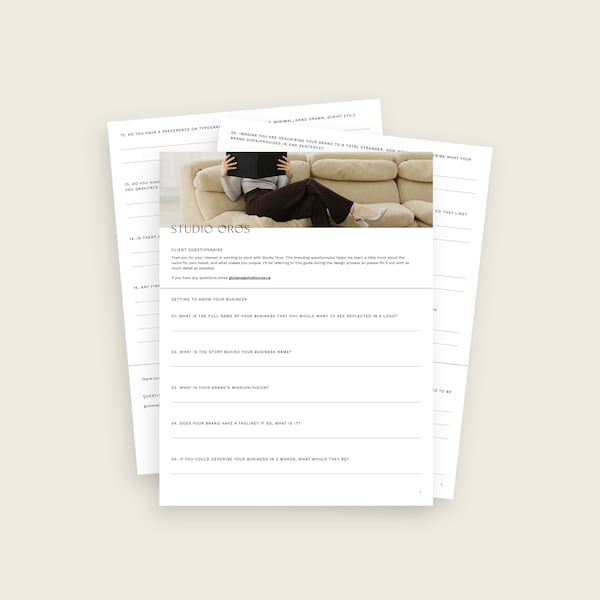 Graphic Designer Questionnaire Template - Etsy