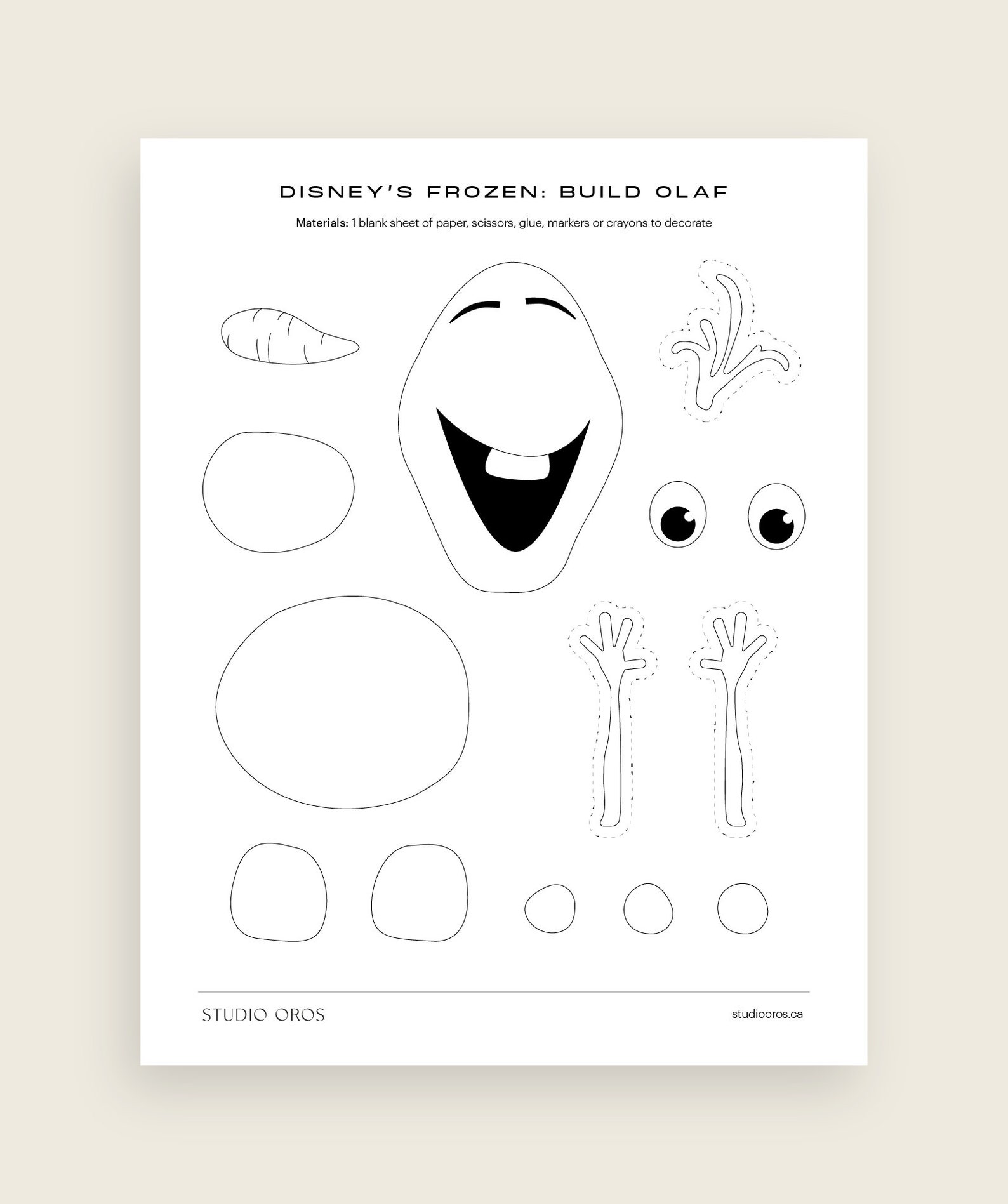 Build Olaf From Frozen — Kids Craft - Etsy