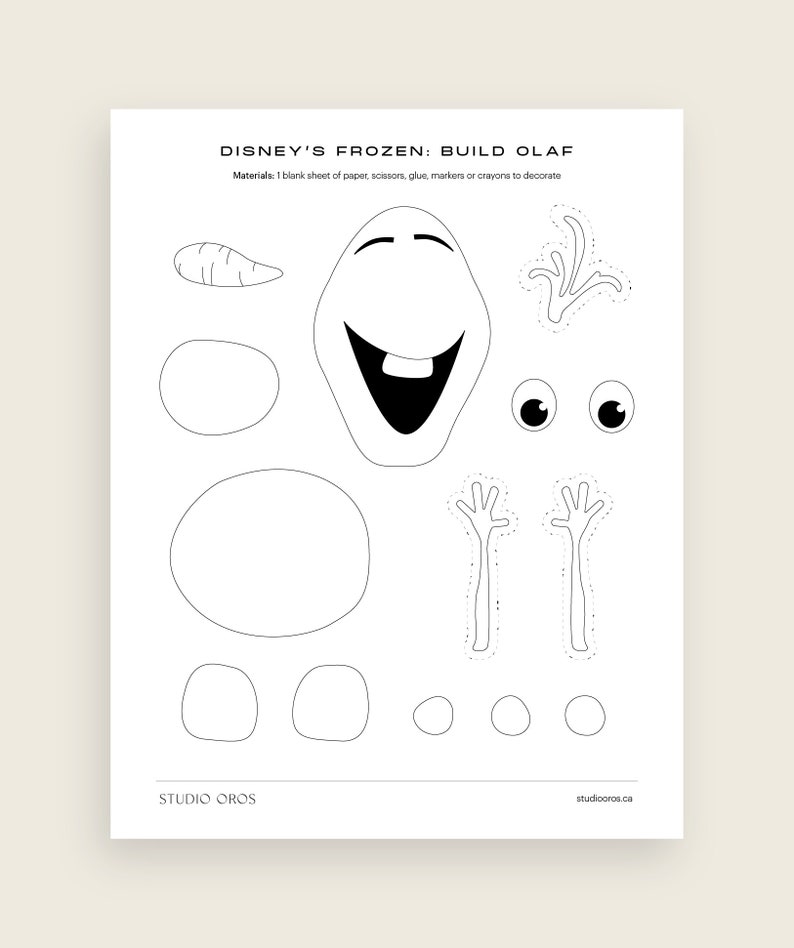 Build Olaf From Frozen — Kids Craft - Etsy