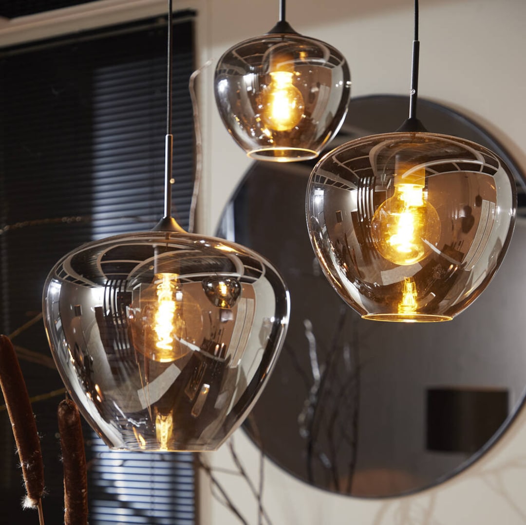 Caspar Smoked Grey Glass Pendant Light - Etsy