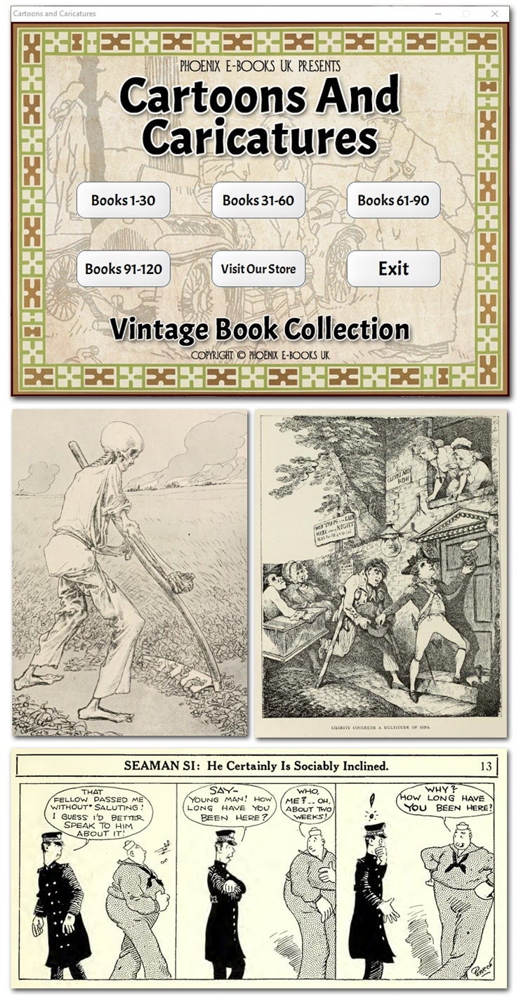 CARTOONS & CARICATURES 120 Vintage Books on DVD Political Satire, World ...