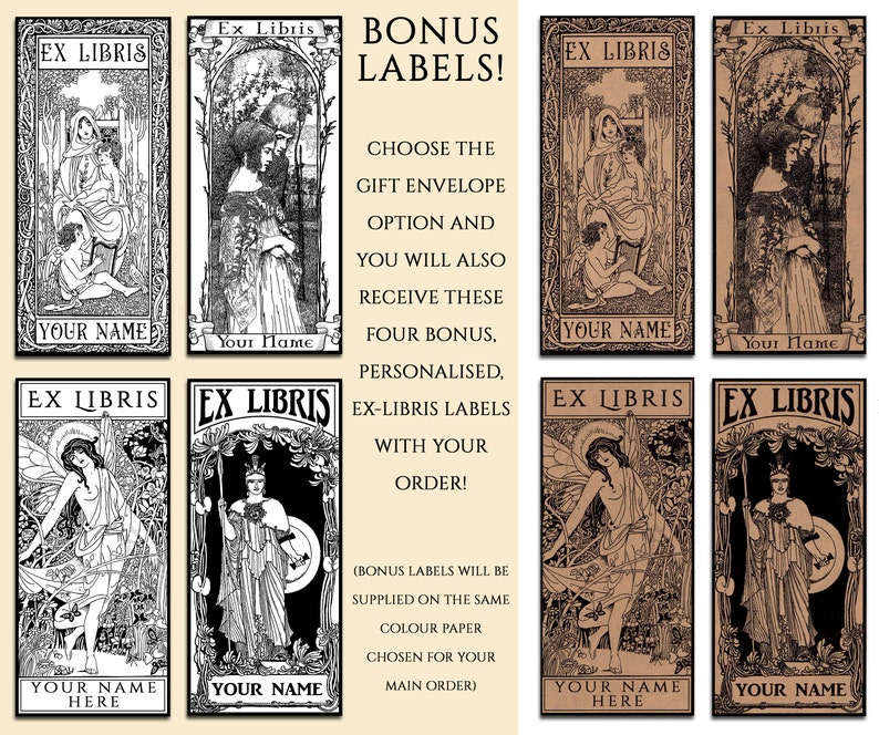 12 Vintage Style Personalised, Ex-libris, Self Adhesive Bookplates ...