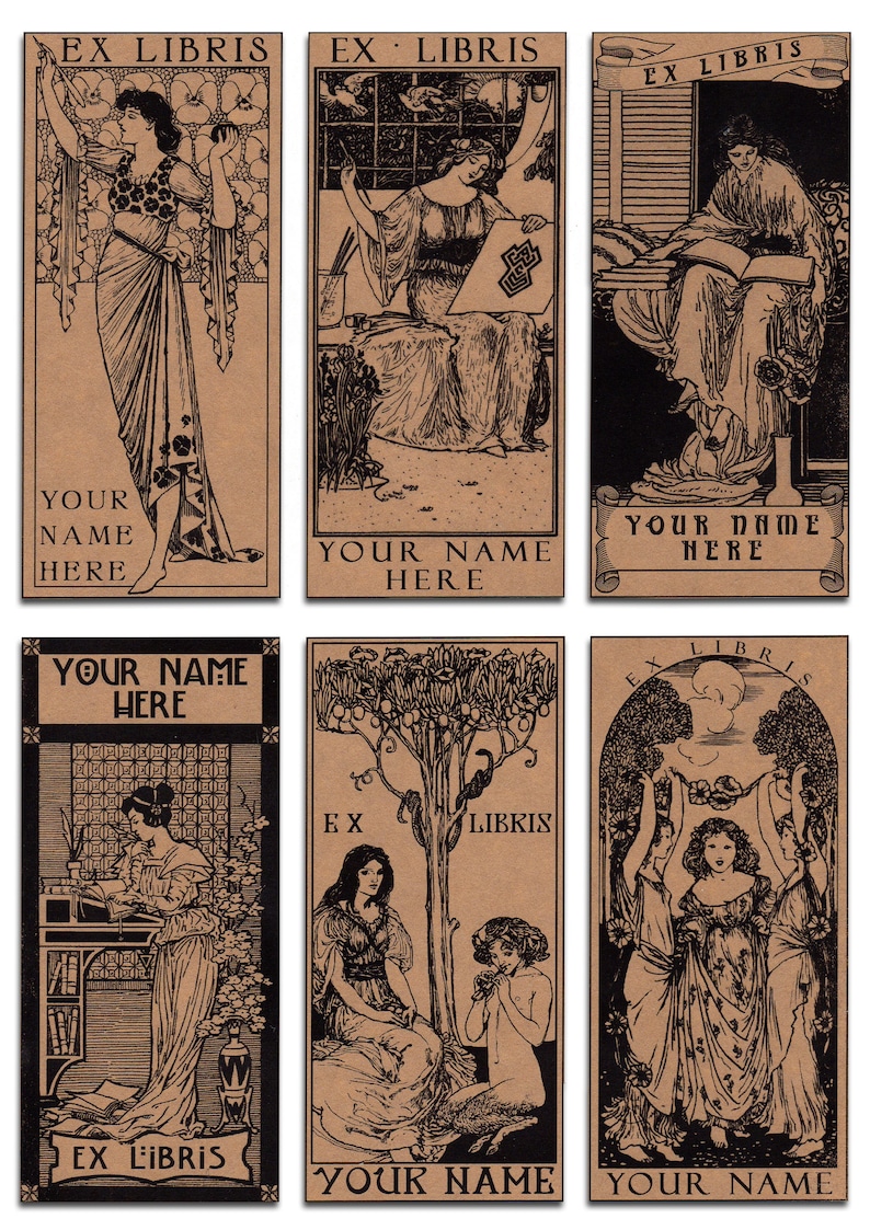 12 Vintage Style Personalised, Ex-libris, Self Adhesive Bookplates ...