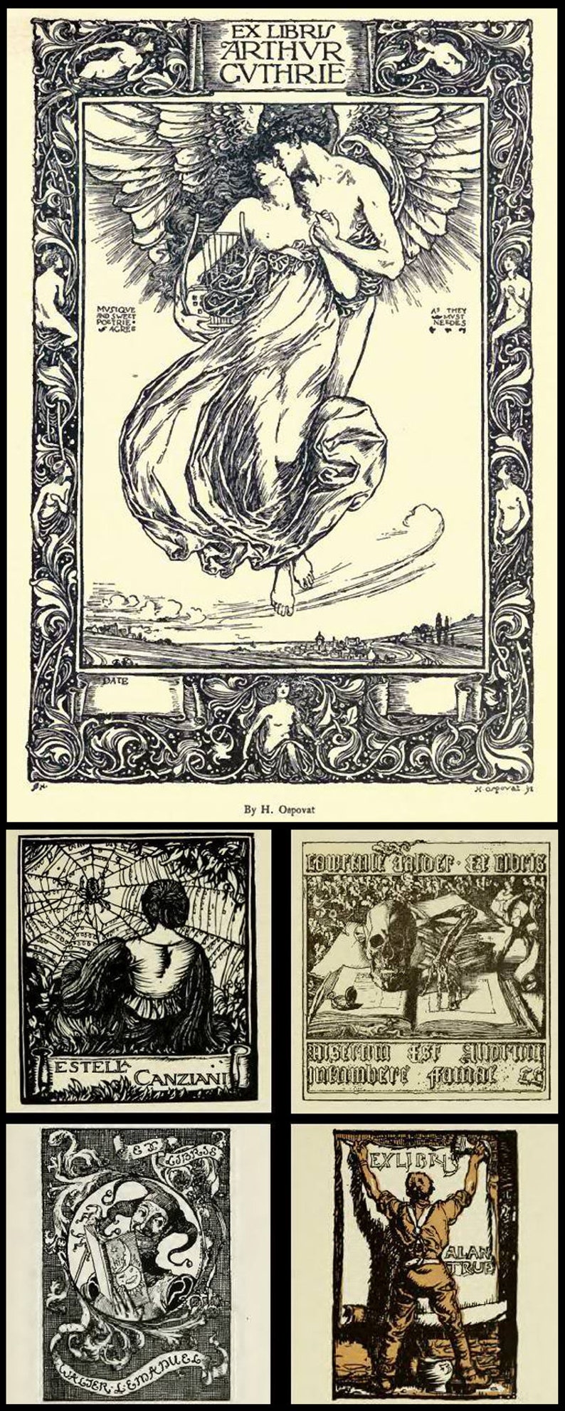 EX-LIBRIS 77 Rare Vintage Books on Dvd-rom, Bookplates, Book Plate Art ...