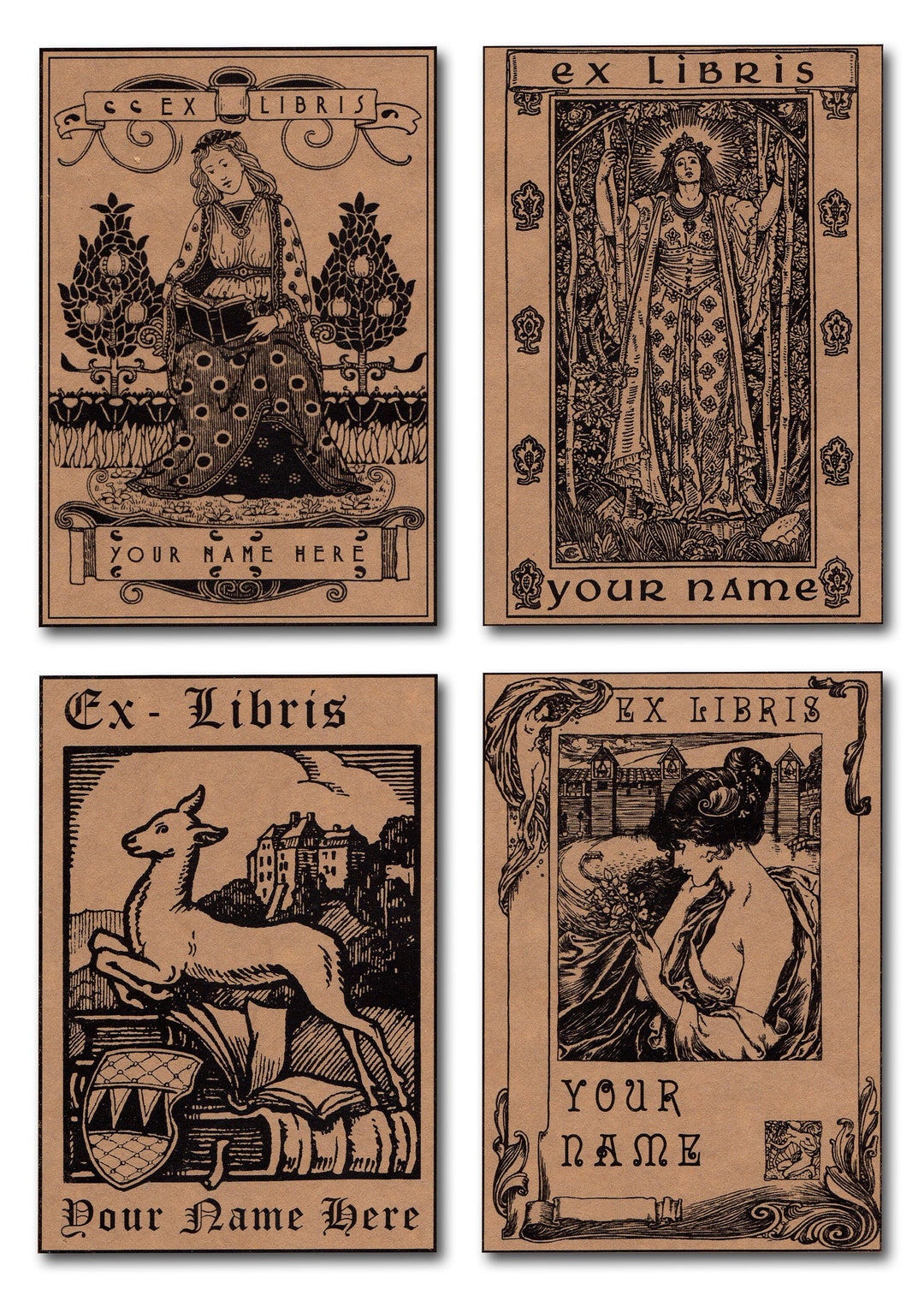 Vintage Style, Personalized, Large 'ex-libris', Self Adhesive Bookplate ...