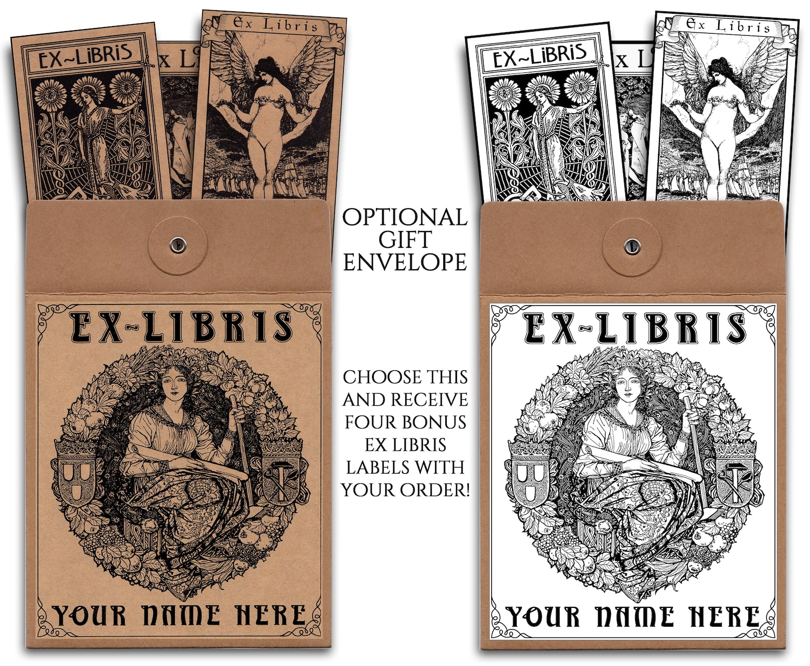 12 Vintage Style Personalised, Ex-libris, Self Adhesive Bookplates ...