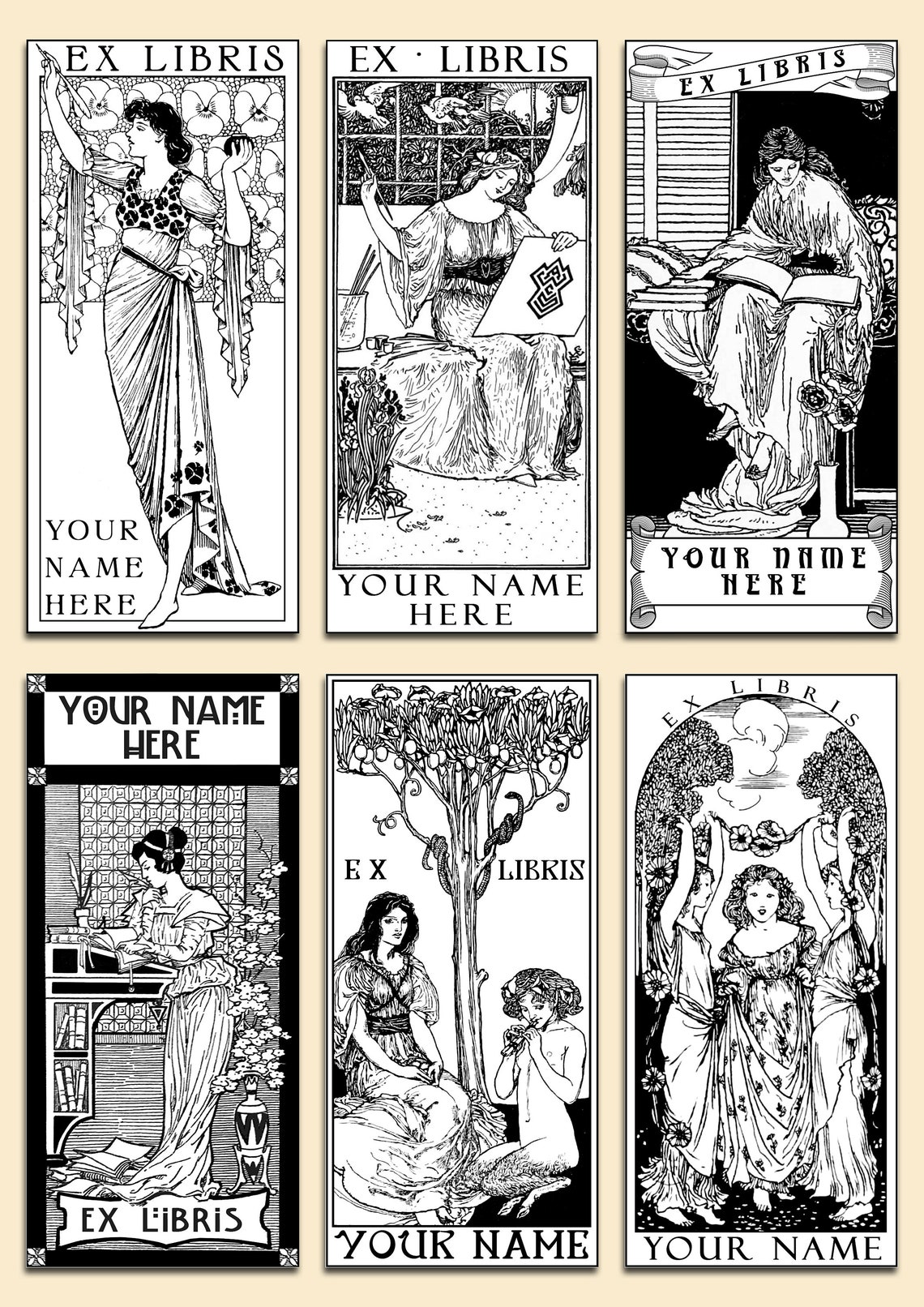 12 Vintage Style Personalised Ex-libris Self Adhesive - Etsy
