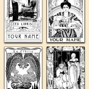 Vintage Style, Personalized, Large 'ex-libris', Self Adhesive Bookplate ...