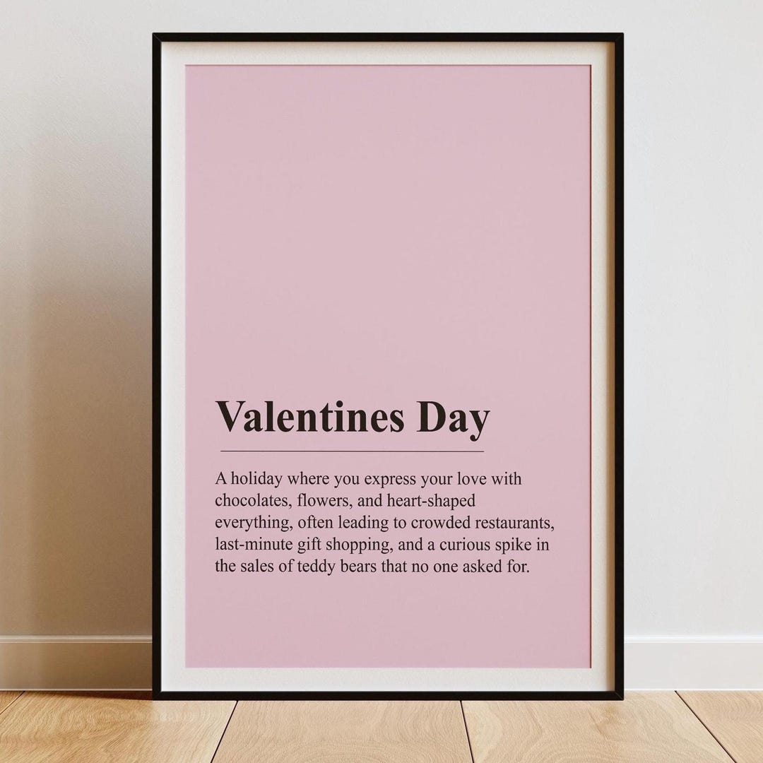 Valentine Day Definition Print Valentines Day Printable Wall Art Pink ...