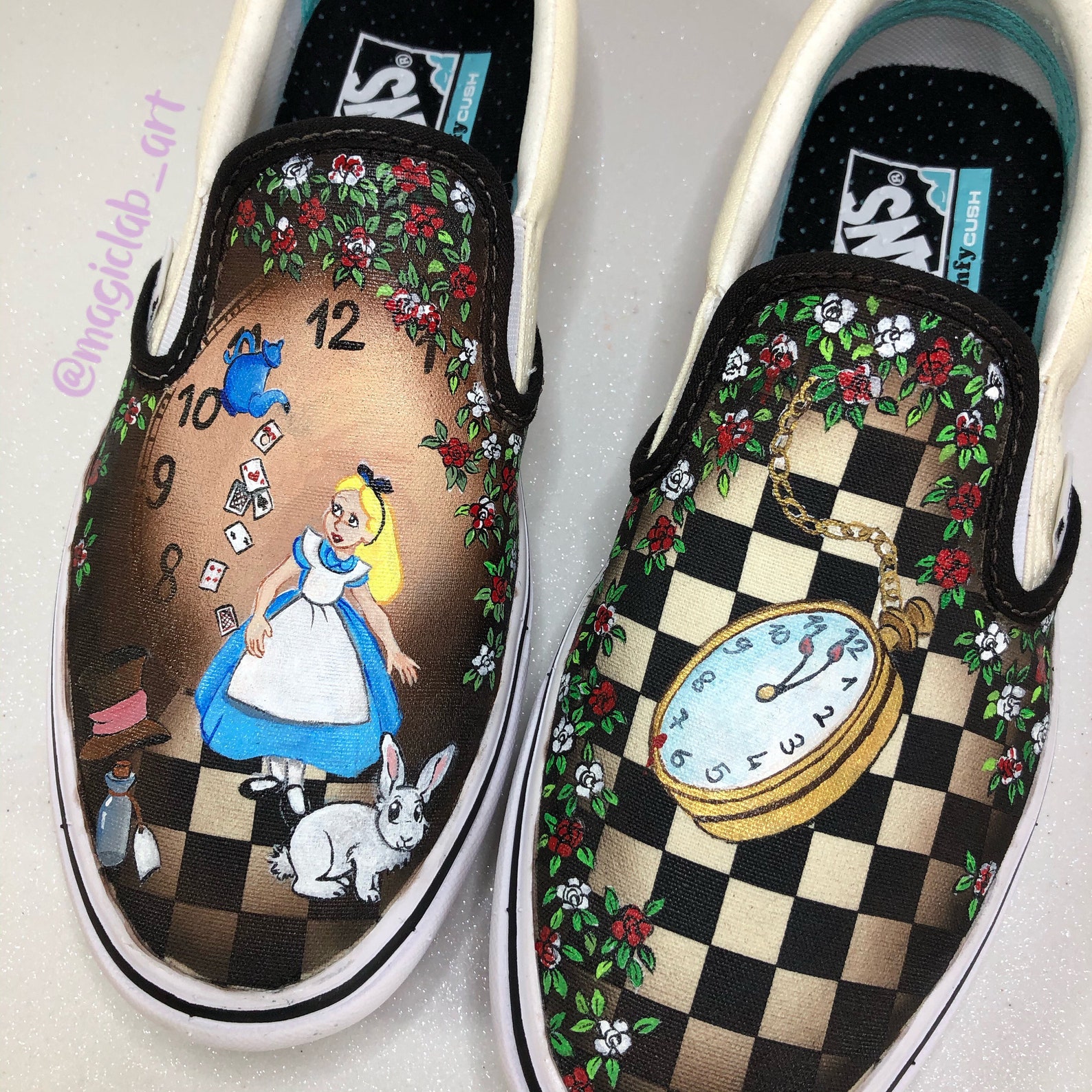Vans Alice in Wonderland Hand-painted Custom Vans White | Etsy