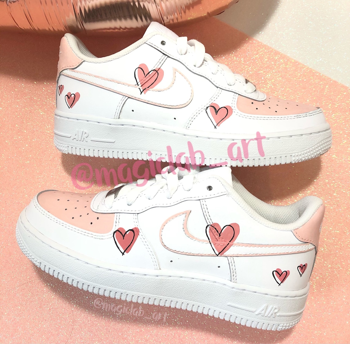 Nike Air Force 1 Custom HEARTS Hand Painted Nike Heart - Etsy