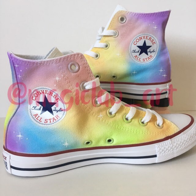 Converse All star Custom Rainbow Unicorn hand painted shoes | Etsy