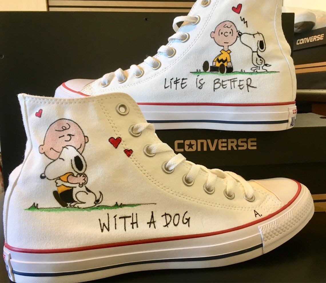 Converse All Star Snoopy Sneakers Hand Painted Custom Snoopy - Etsy