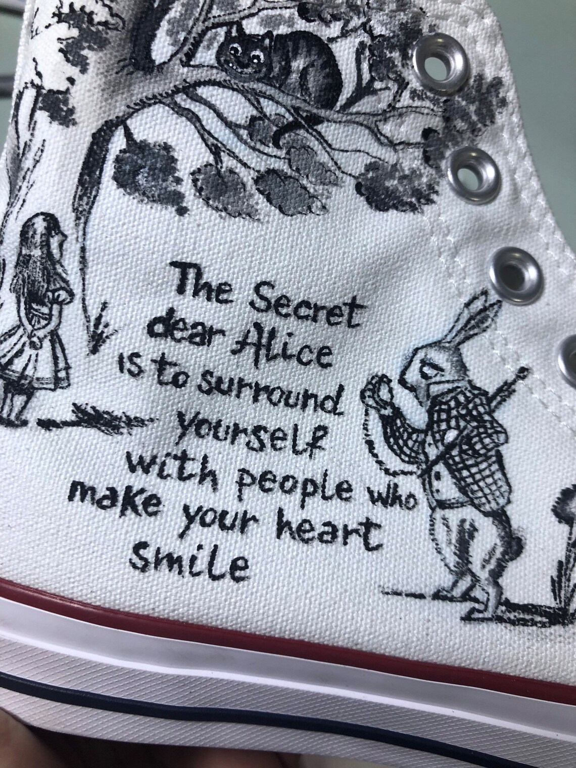 Hand-painted Converse All Star Sneakers Custom Alice in - Etsy