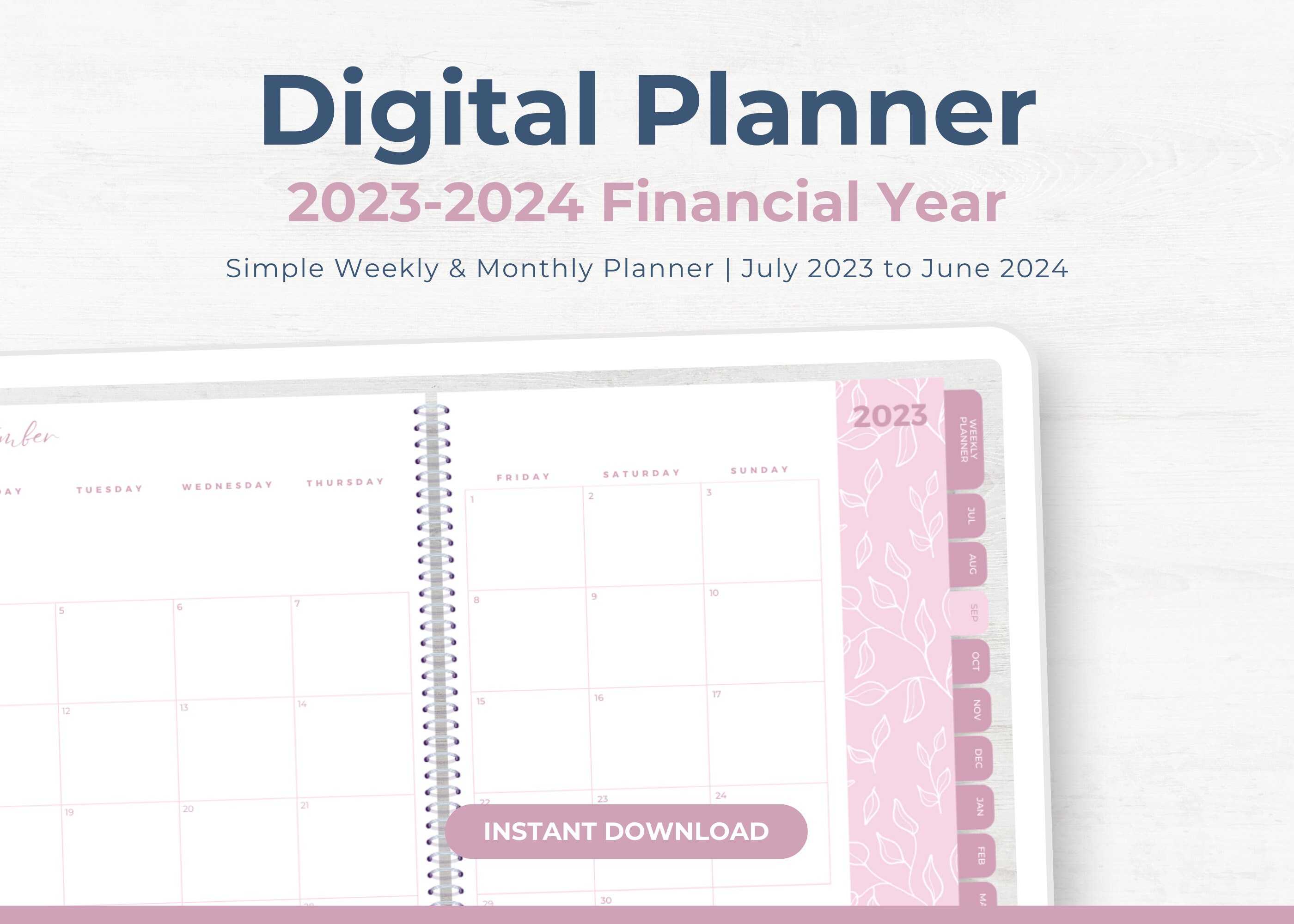 Pink 2023-2024 Financial Year Digital Planner With Weekly and - Etsy
