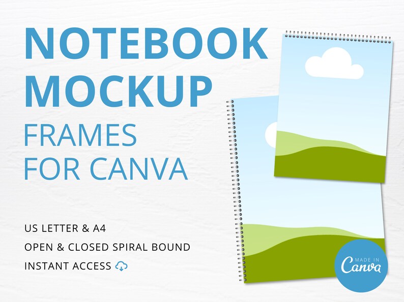 Notebook Mockup Canva Frames Canva Notebook Mockup Book - Etsy