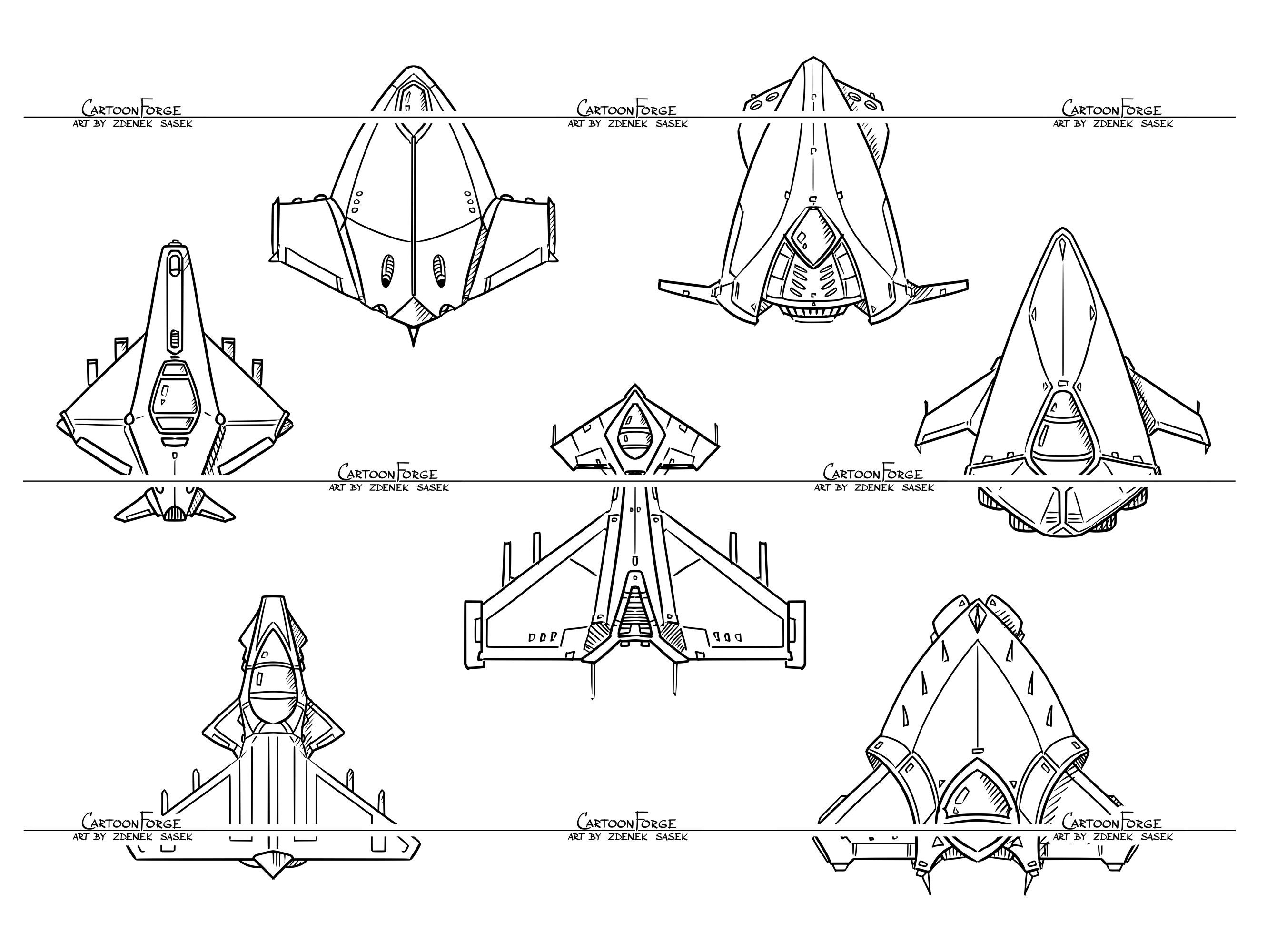 Set of 7 Sci Fi Spaceships Space Crafts or Futuristic Jet | Etsy