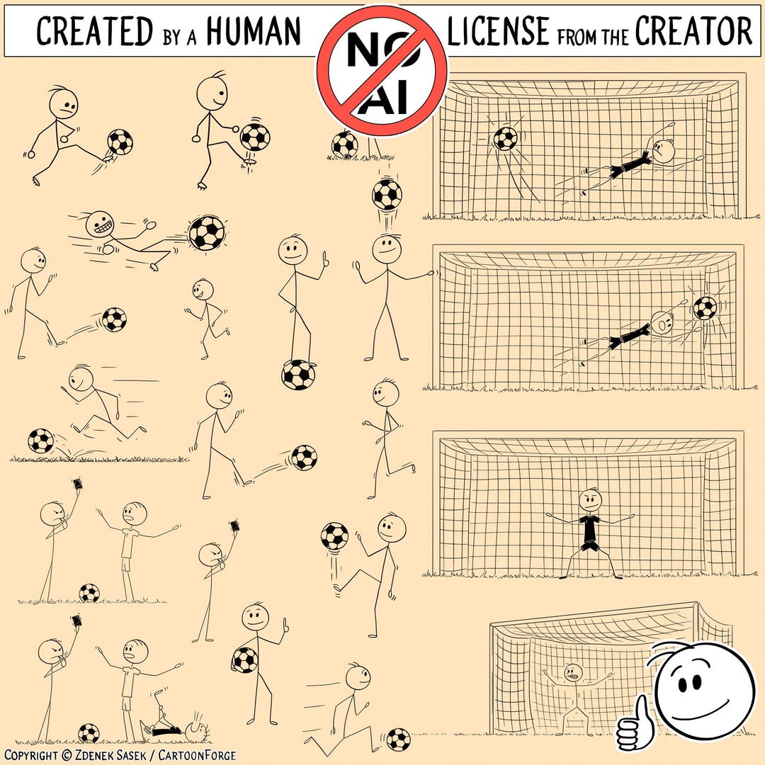 Stickman Football or Soccer Players: 18 Stick Figure Images (digital ...