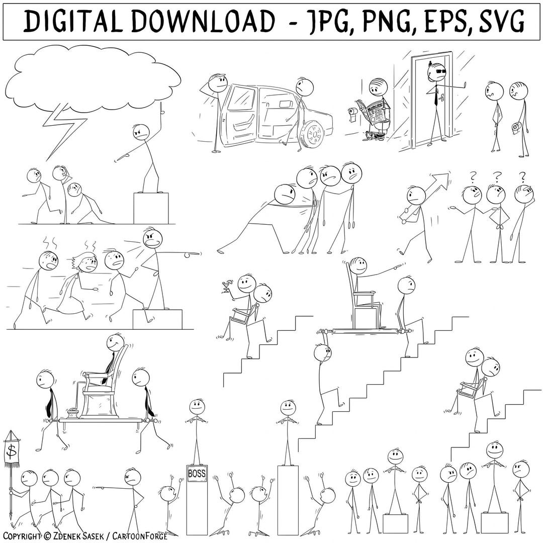 Stick Figure Boss Clipart: Corporate Manager SVG, PNG, EPS (digital ...